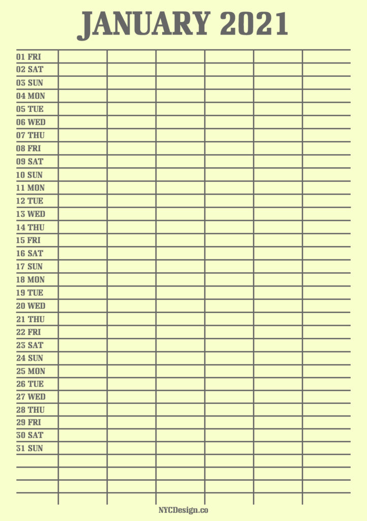 2021 Monthly Calendars, Planners, Printable Free, Yellow – Planners for ...