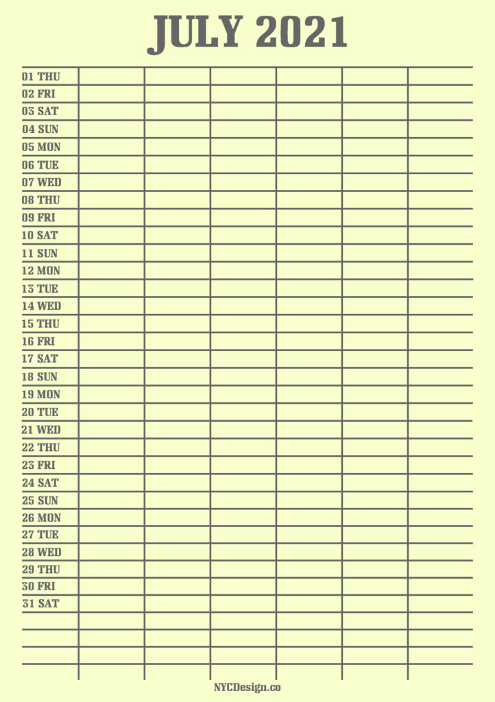 2021 Monthly Calendars, Planners, Printable Free, Yellow – Planners for ...