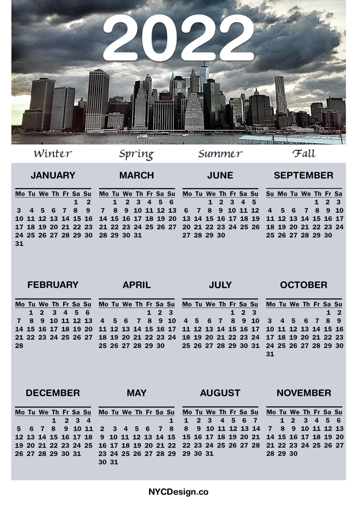 New York Calendars – nycdesign.us: Printable Things