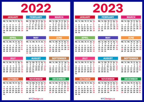 2022 – 2023 Two Year Calendar with US Holidays, Printable Free ...