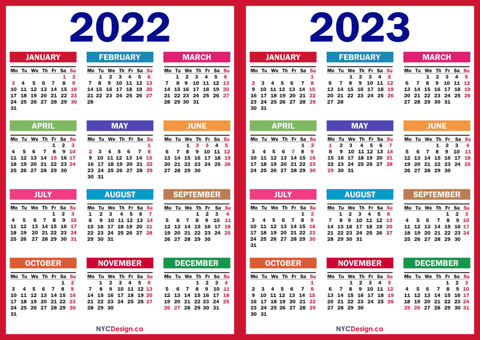 Two Year Calendars – nycdesign.us: Printable Things