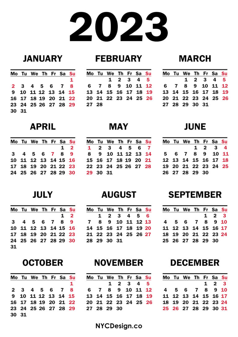 2023 Calendar with UK Holidays, Printable Free, White – nycdesign.us ...