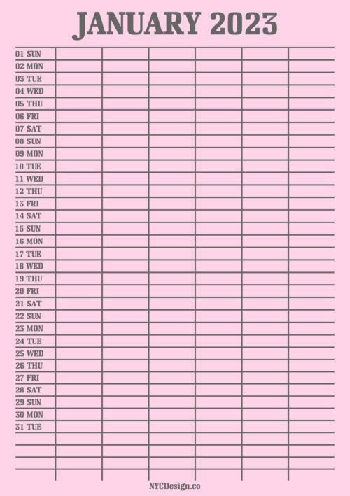 2023 Monthly Calendars, Planners, Printable Free, Pink – nycdesign.us ...