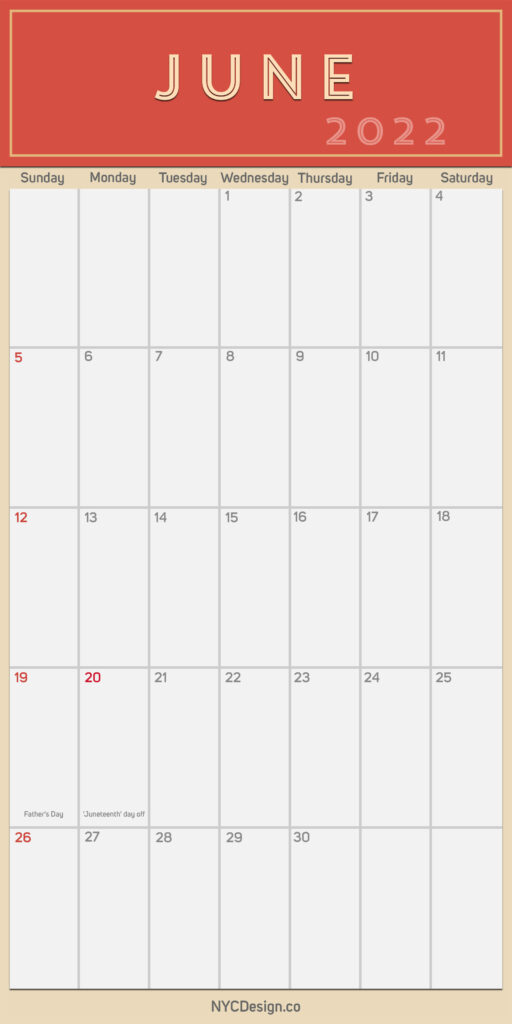 2022 June – Monthly Calendar, Planner, Printable Free – Sunday Start ...