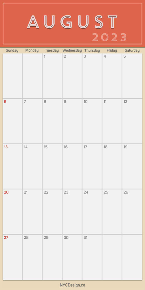 2023 August – Monthly Calendar, Planner, Printable Free – Sunday Start ...