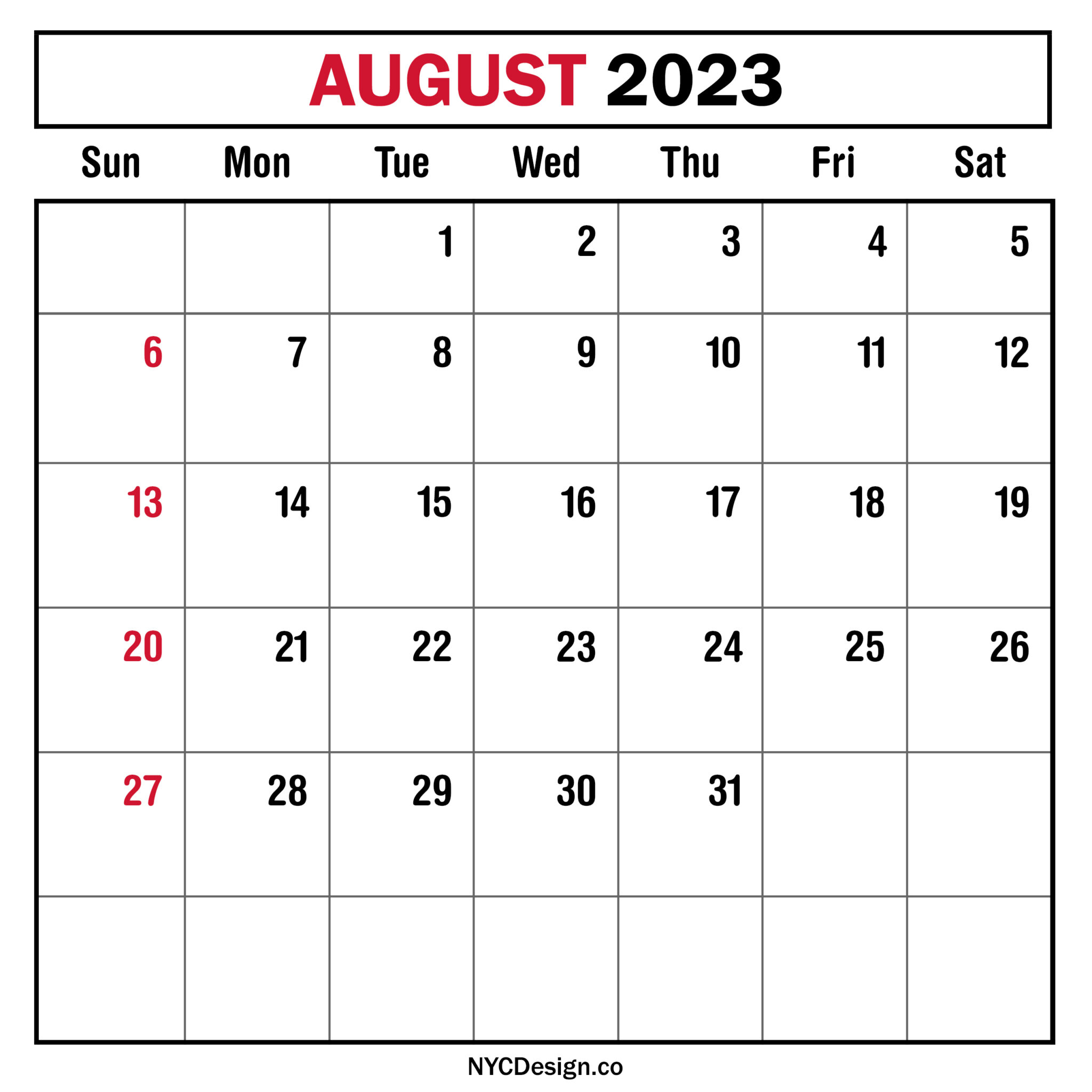 August 2023 Monthly Calendar with US Holidays, Planner, Printable Free ...