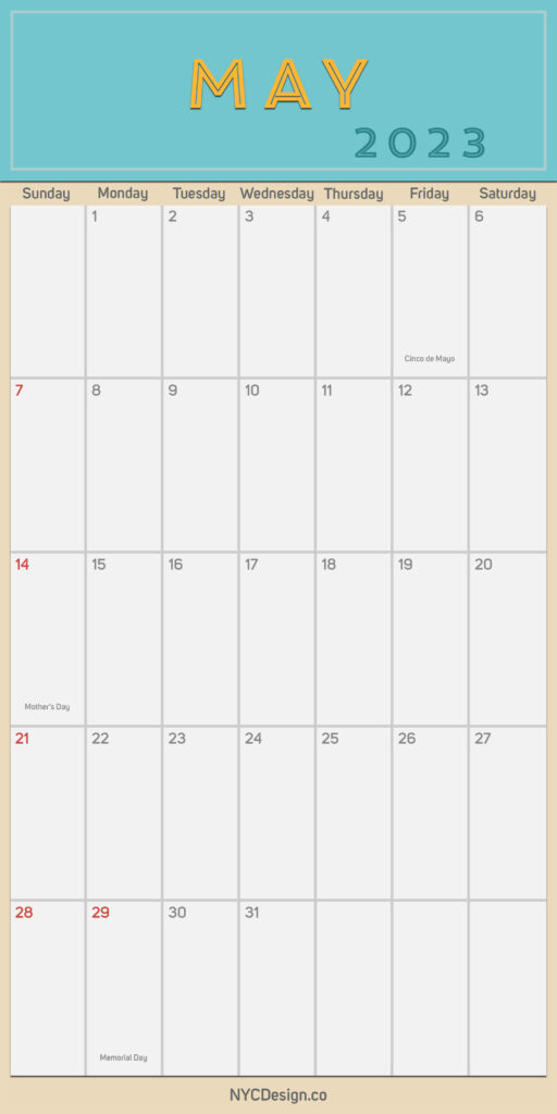 2023 May – Monthly Calendar with US Holidays, Planner, Printable Free ...